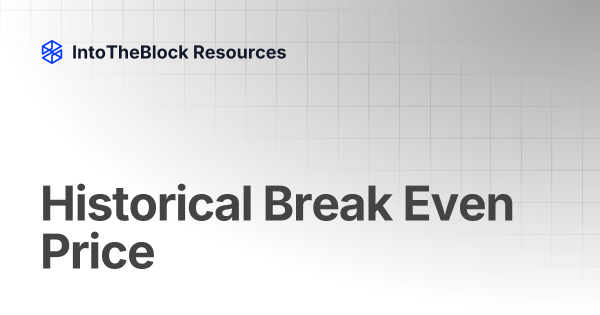 Historical Break Even Price | IntoTheBlock Resources